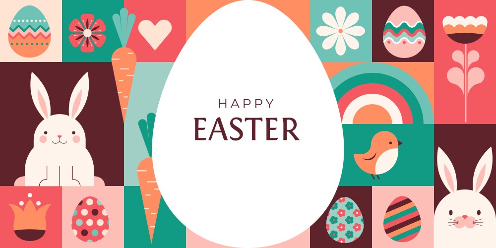 Happy easter background in geometric style Vector Image