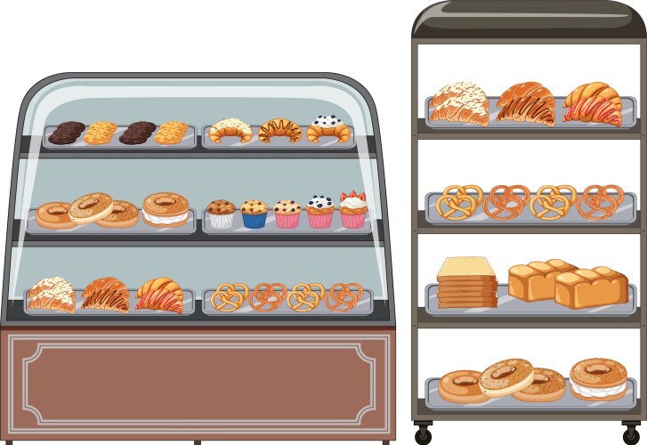 Hand drawn counter with bakery Royalty Free Vector Image