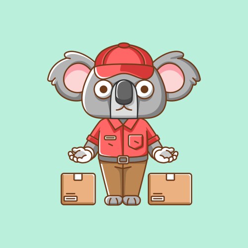 Cute rabbit courier package delivery animal chibi Vector Image