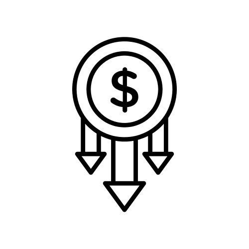 Lower cost icon set reduce price symbol in a back Vector Image