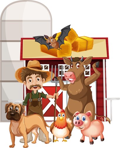 Farmer and farm animals Royalty Free Vector Image
