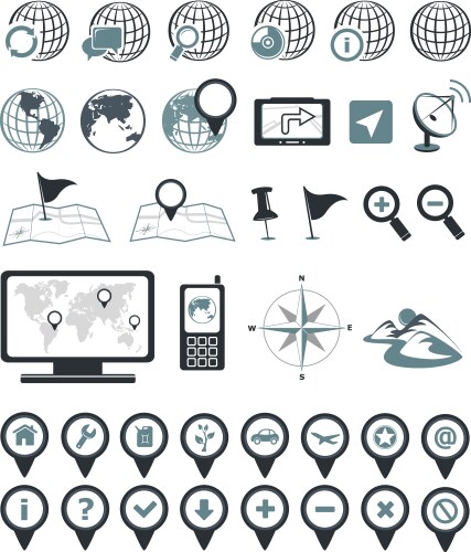 Location icons military style Royalty Free Vector Image