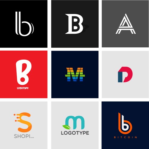 Alphabet letter e ico set logo Royalty Free Vector Image