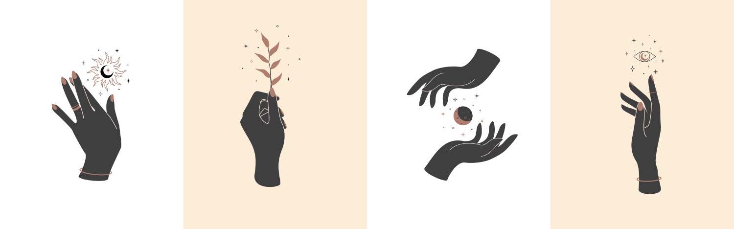 Magic hands with celestial mystical symbols Vector Image