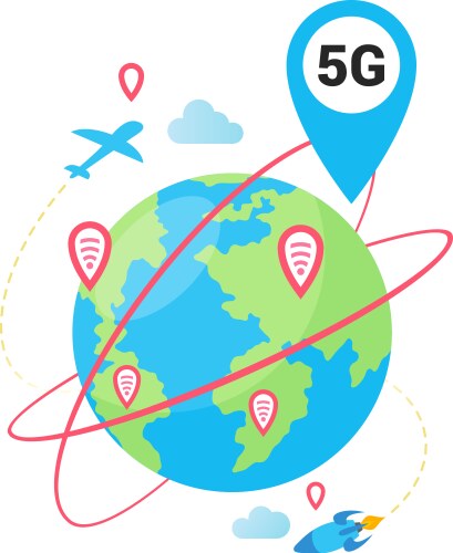 5g network wireless technology flowchart Vector Image
