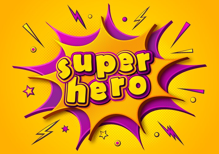 Comic poster with word superhero in pop art style Vector Image