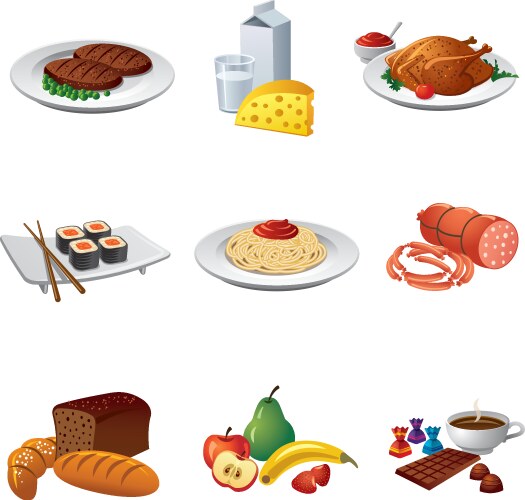 Food set Royalty Free Vector Image - VectorStock