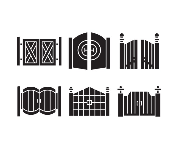 Gate and fence icons Royalty Free Vector Image
