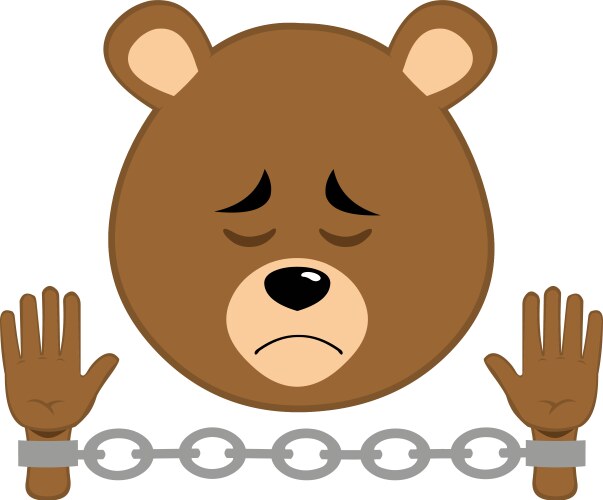 Head brown bear cartoon hands praying Royalty Free Vector