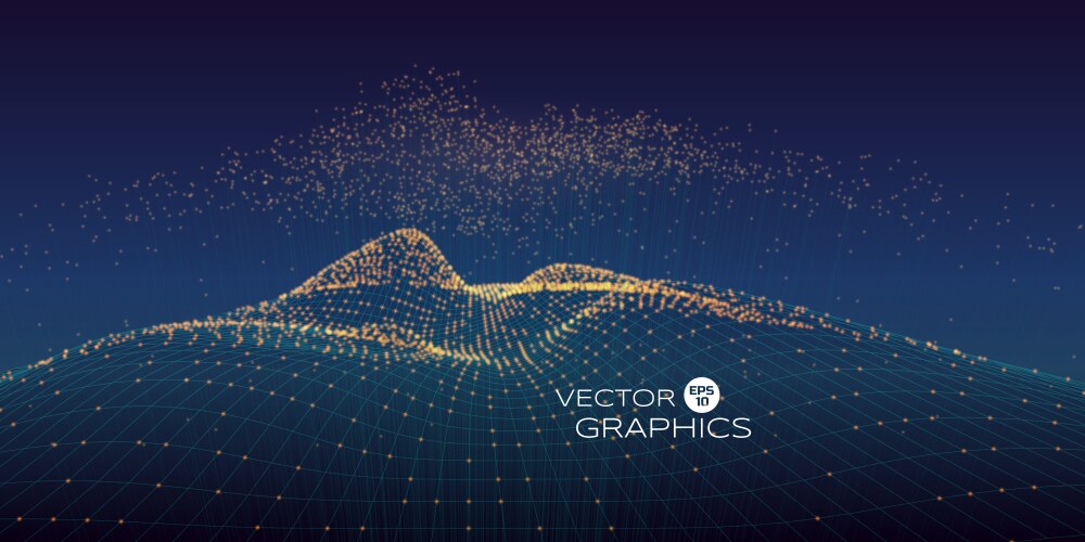 Futuristic landscape background with wireframe Vector Image