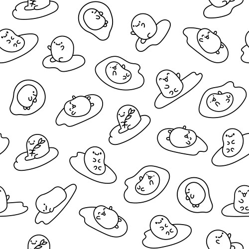 Kawaii yolk with funny face seamless pattern Vector Image