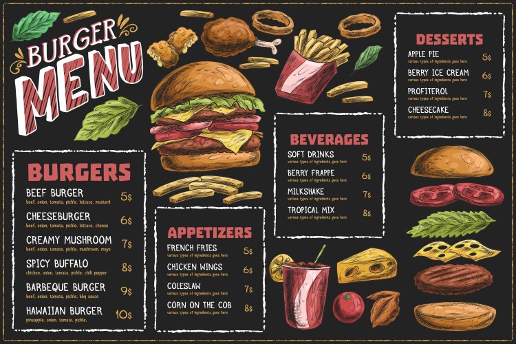 Fast Food Menu Template Vector Images (over 18,000)