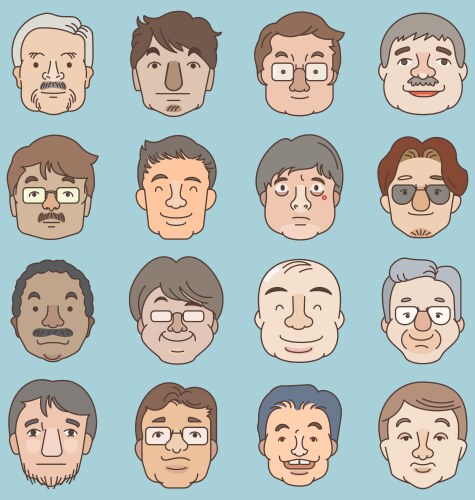 Face expressions grandfather set old male Vector Image