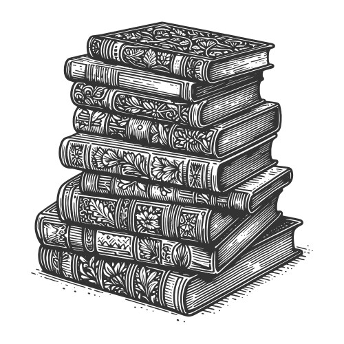 Sketch Of Stack Of Books