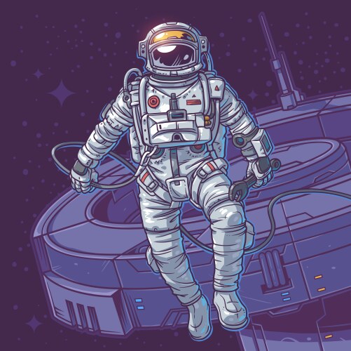 Cosmic love of cosmonauts man hugs woman Vector Image