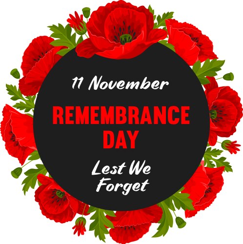 11 november poppy remembrance day card Royalty Free Vector