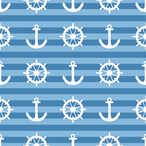 Tile sailor pattern with anchor on stripes Vector Image