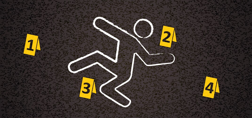 Crime scene body outline chalk dead murder man Vector Image