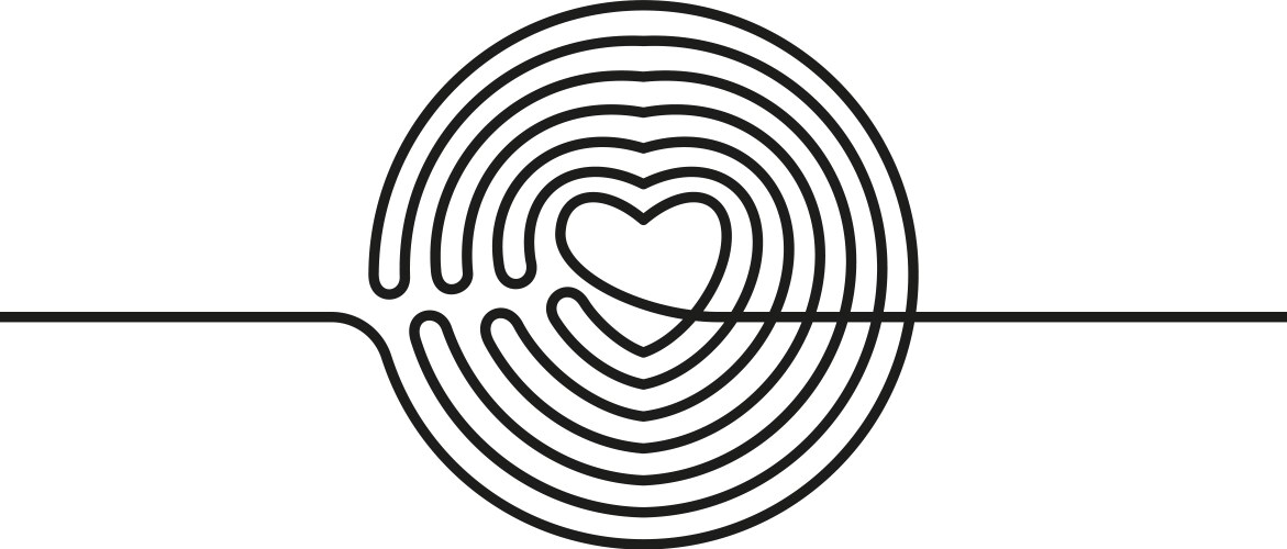 Two hearts in spiral continuous line drawing Vector Image