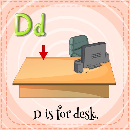 Flashcard letter d is for door Royalty Free Vector Image