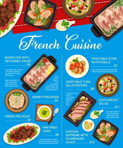 French cuisine restaurant food menu cover template