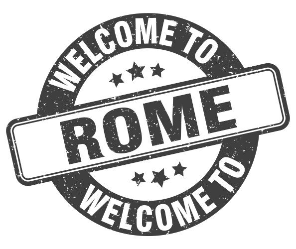 Welcome to rome stamp round sign Royalty Free Vector Image