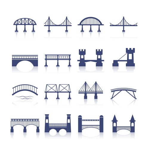 Bridge icons set flat style Royalty Free Vector Image