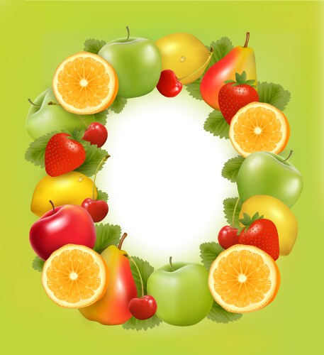 Green fruit theme a-frame border template Vector Image