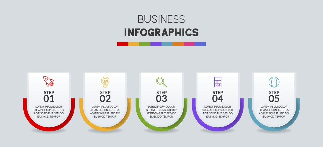 Infographics design template and icons with 5 Vector Image