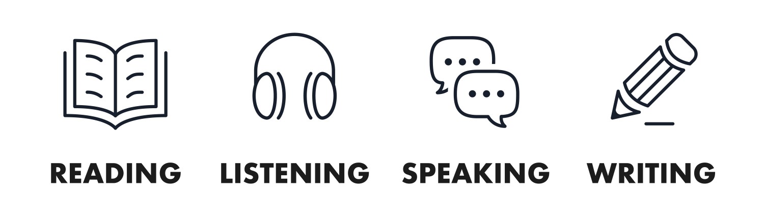 Language skills icon set black style isolated Vector Image