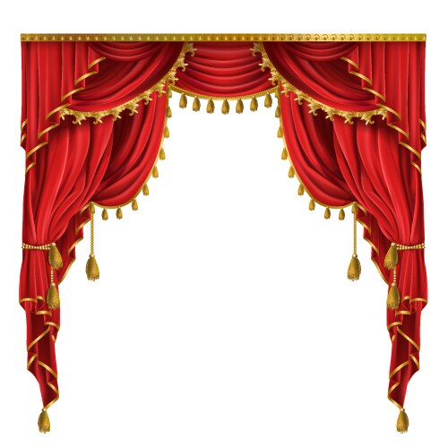 Red curtain 3d realistic set Royalty Free Vector Image