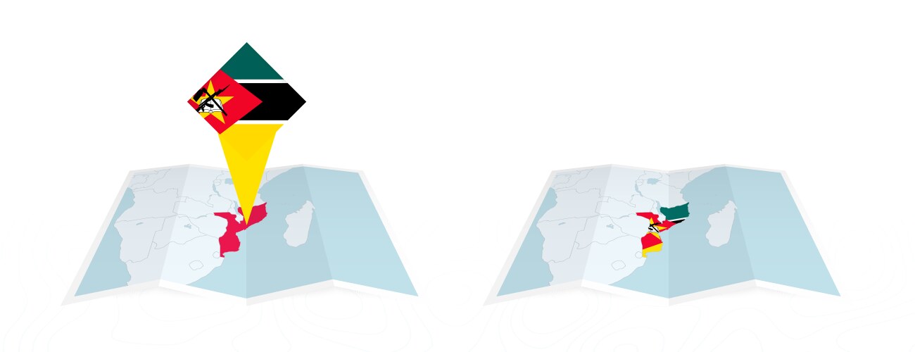 Two versions of an seychelles folded map one with Vector Image