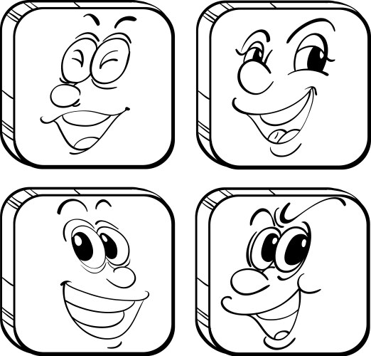 Four facial expressions Royalty Free Vector Image