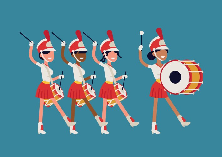 Cartoon kids marching band parade child musicians Vector Image