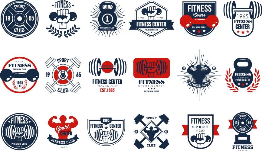 Gym retro logos set Royalty Free Vector Image - VectorStock