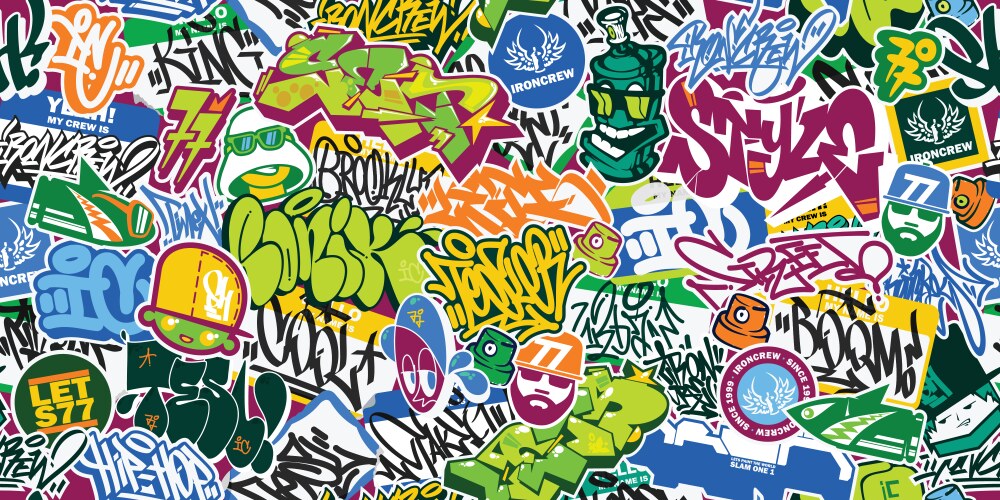 Colorful Urban Graffiti Sticker Bomb Royalty Free Vector
