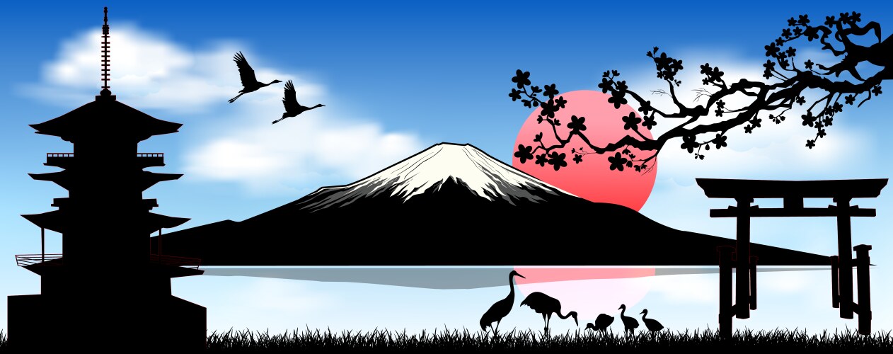 Mount fuji japanese landscape Royalty Free Vector Image
