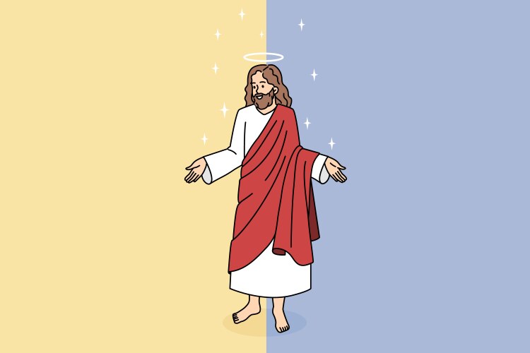 Side view of jesus christ holding cross Royalty Free Vector