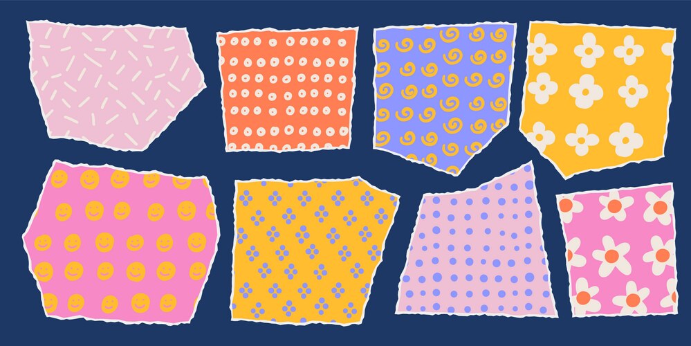 Collage torn out paper shape set in contemporary Vector Image