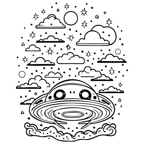 Doodle draw ufo sky galaxy space sketch Royalty Free Vector