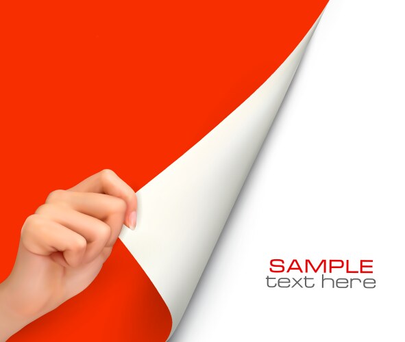Red background with women hand Royalty Free Vector Image