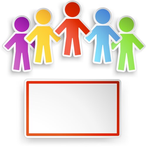 Colorful paper cut people holding hands isolated Vector Image