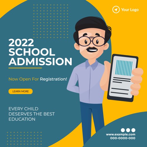 Creative school admission banner design Royalty Free Vector