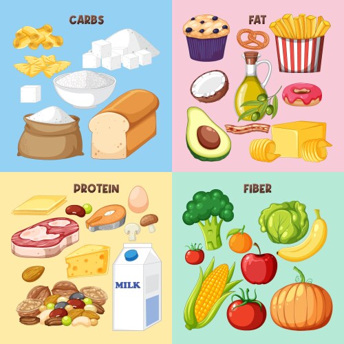 Set of cartoon food icons exotic fruits Royalty Free Vector