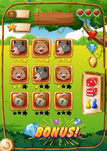 Game template with animal in background Royalty Free Vector