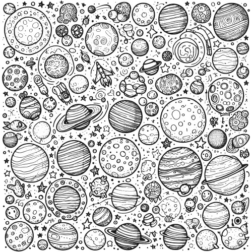 Solar System Black and White Vector Images (over 3,600)
