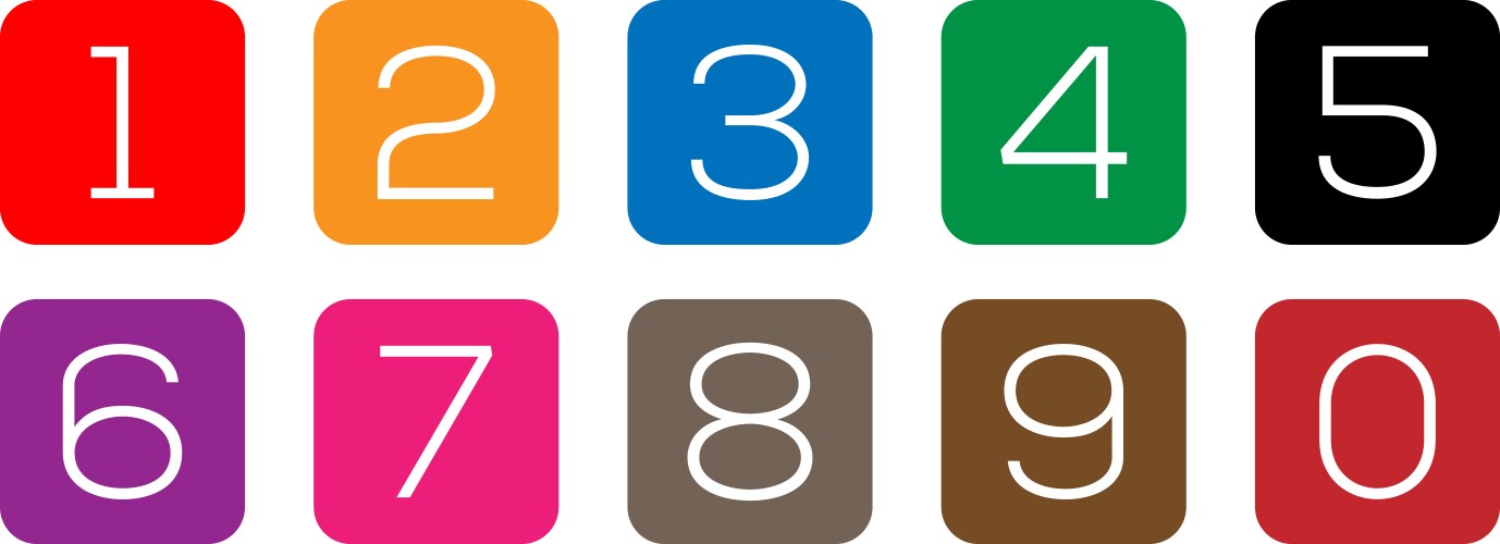 Numbers in blue circle with shadow Royalty Free Vector Image