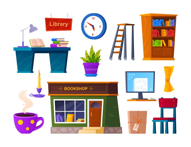 Bookstore icon in cartoon style isolated on white Vector Image