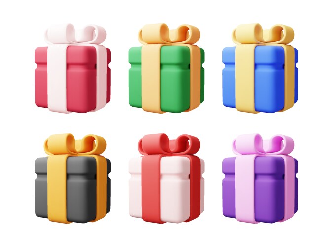 3d gift box set isolated Royalty Free Vector Image