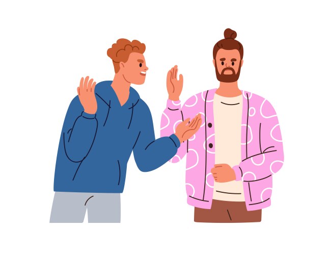 Angry men arguing and conflicting quarrel Vector Image